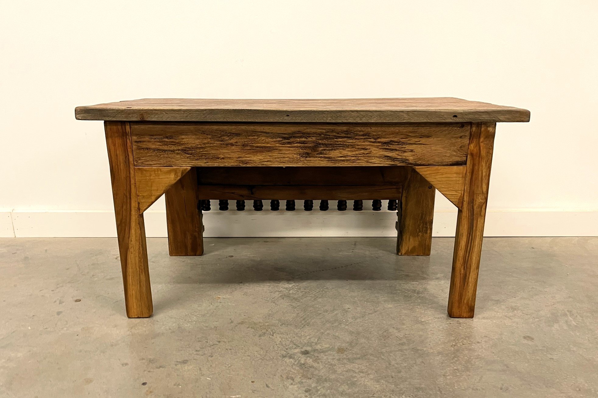 Rustic Carved Panel Small Coffee Table Reclaimed Wood | Gado Gado