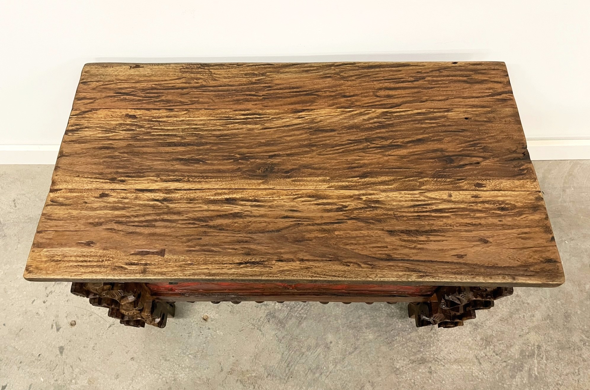 Rustic Carved Panel Small Coffee Table Reclaimed Wood | Gado Gado